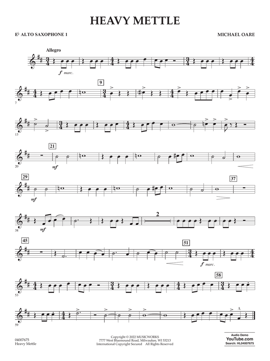 Heavy Mettle Eb Alto Saxophone 1 By Michael Oare Concert Band