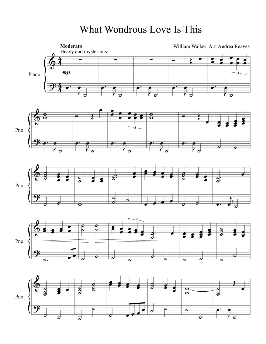 What Wondrous Love Is This by William Walker - Piano Solo ...