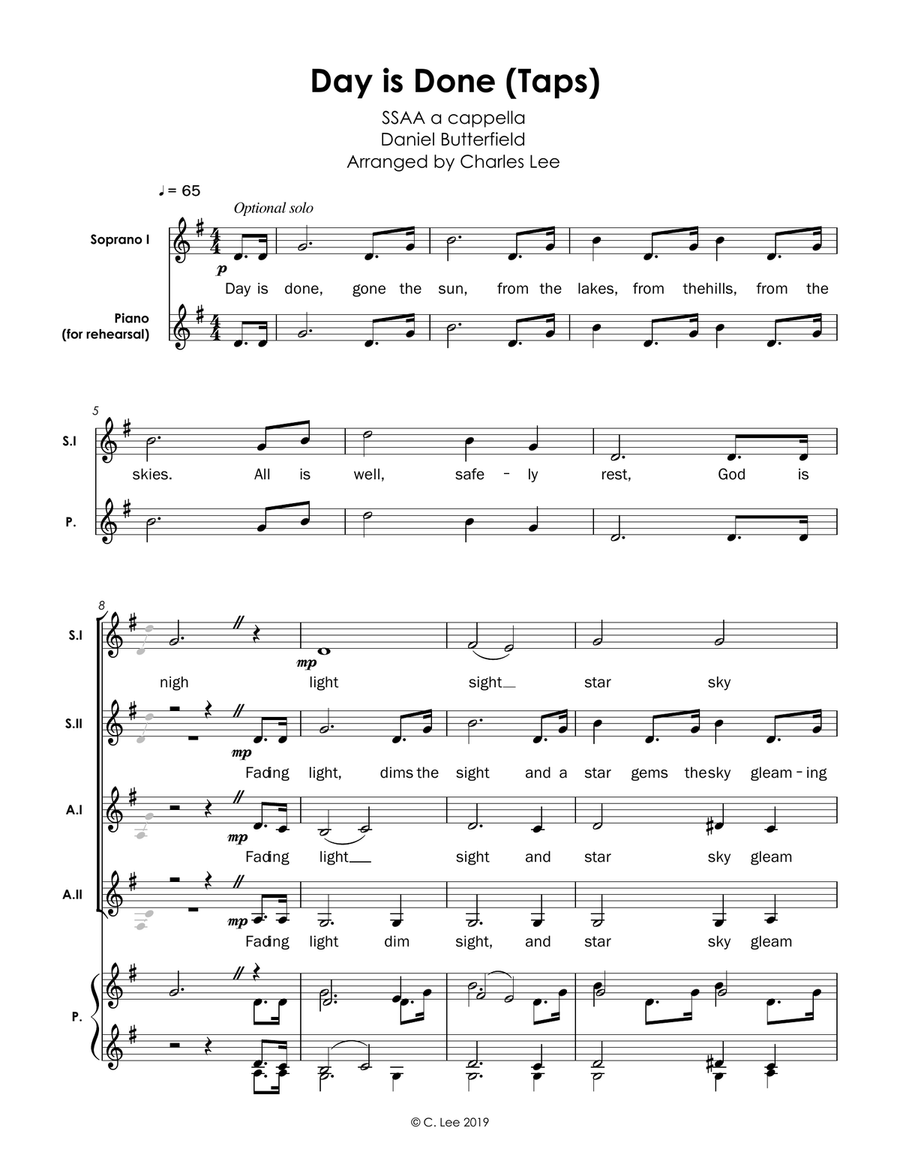 Day is Done (Taps) - SSAA a cappella - SSAA - Digital Sheet Music ...
