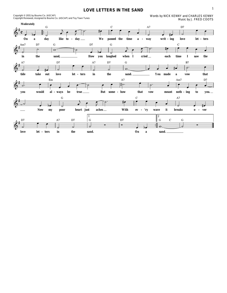 Love Letters In The Sand by Pat Boone - Acoustic Guitar, Electric ...