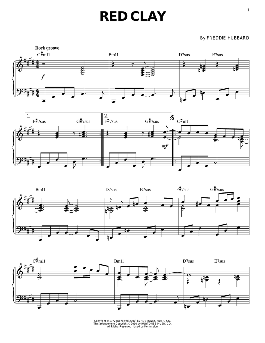 Red Clay (arr. Brent Edstrom) by Freddie Hubbard - Piano Solo - Digital ...