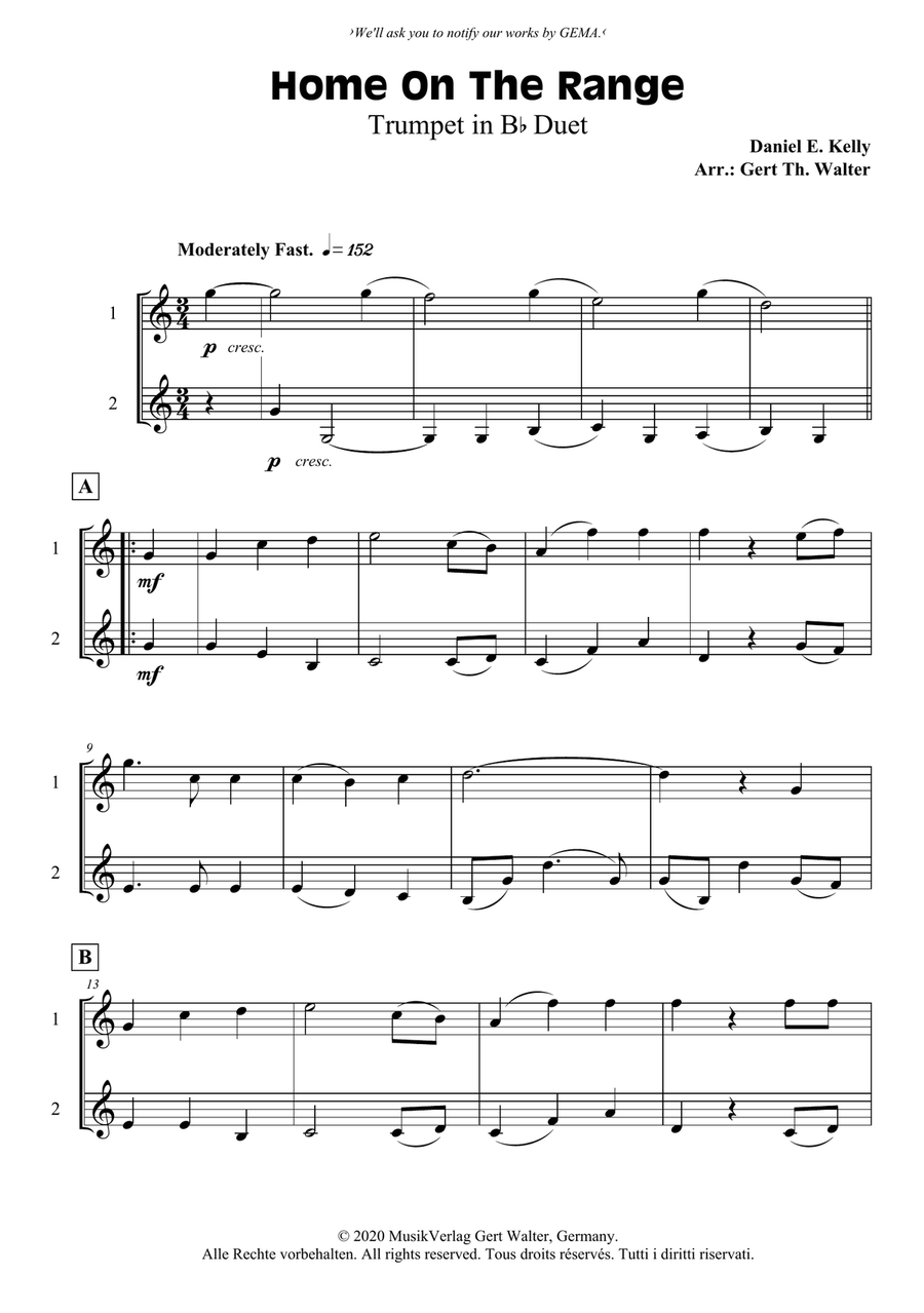 Home On The Range - Trumpet, Trumpet Duet, Brass Duet - Early ...