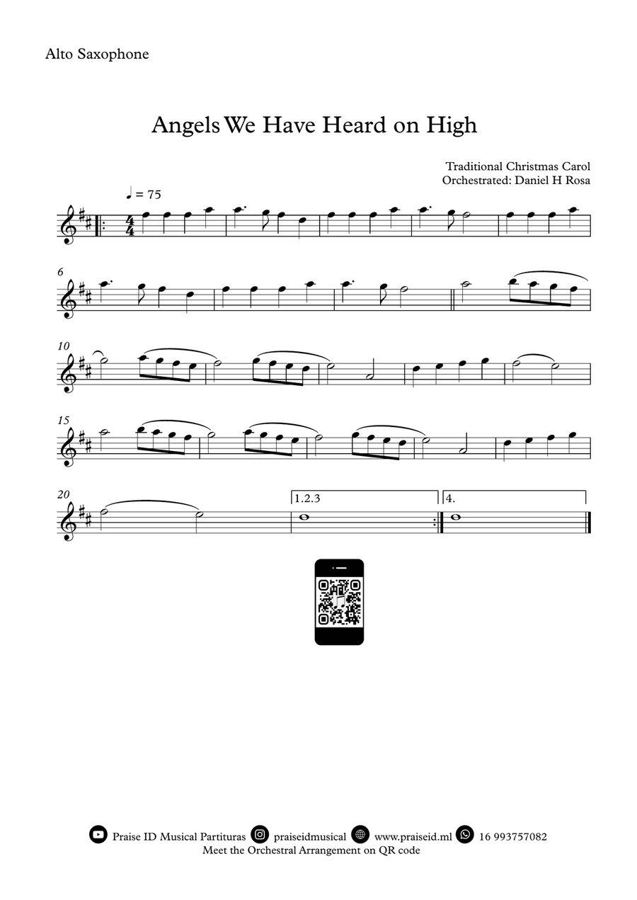 Angels We Have Heard on High - Gloria in excelsi Deo - Easy Alto ...