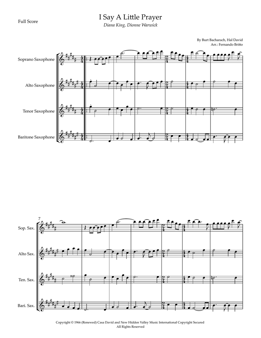 I Say A Little Prayer by Diana King - Tenor Saxophone, Soprano ...