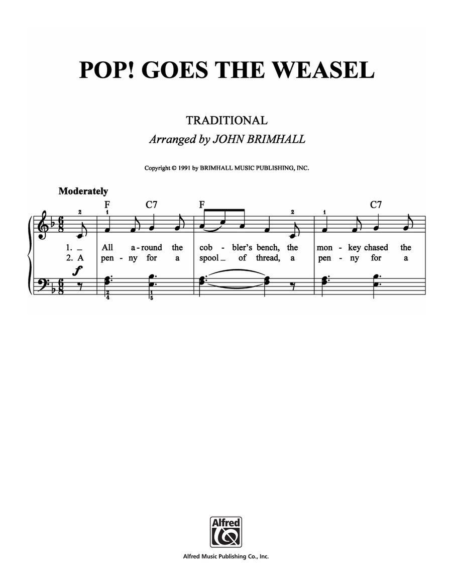 Pop! Goes the Weasel by Traditional - Easy Piano - Digital Sheet Music ...