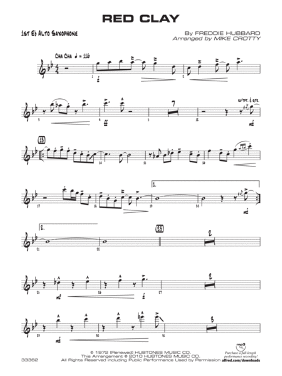 Red Clay: E-flat Alto Saxophone by Freddie Hubbard - Jazz Ensemble ...