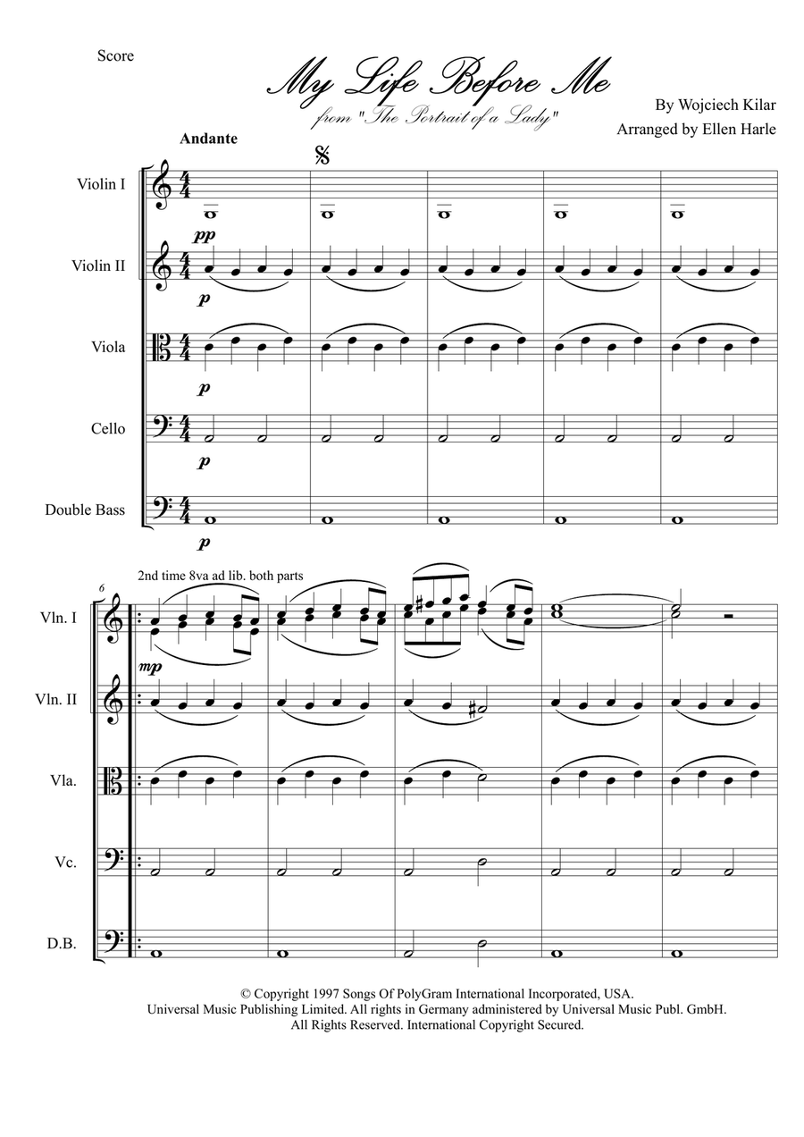 My Life Before Me by Wojciech Kilar - String Orchestra - Intermediate ...