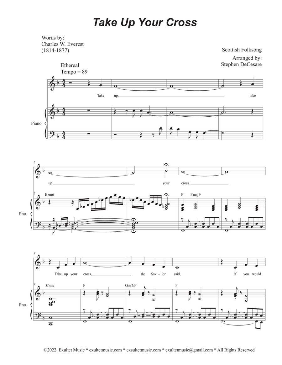 Take Up Your Cross (Unison choir - (Medium Key) by Traditional - Unison ...