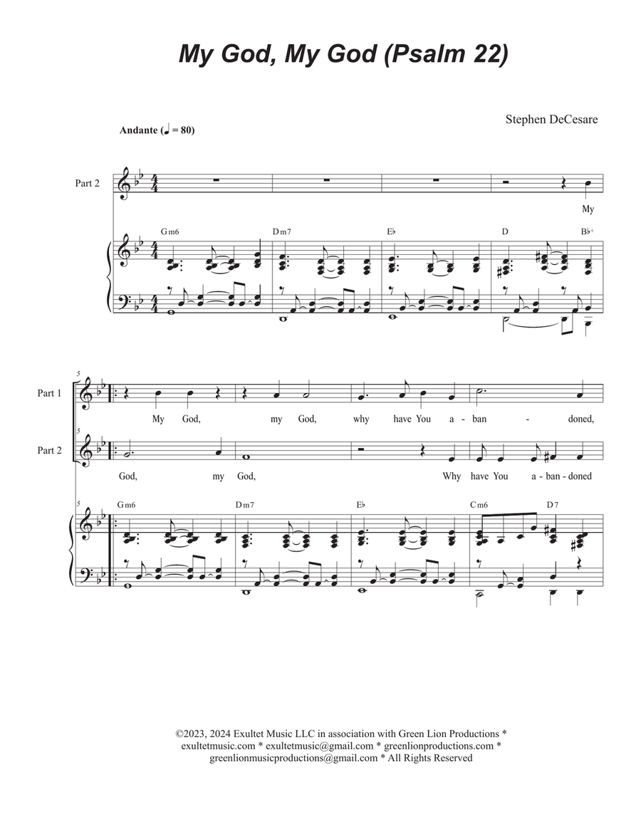 My God, My God (Psalm 22) (2-part choir - Alternate Version) by Stephen ...