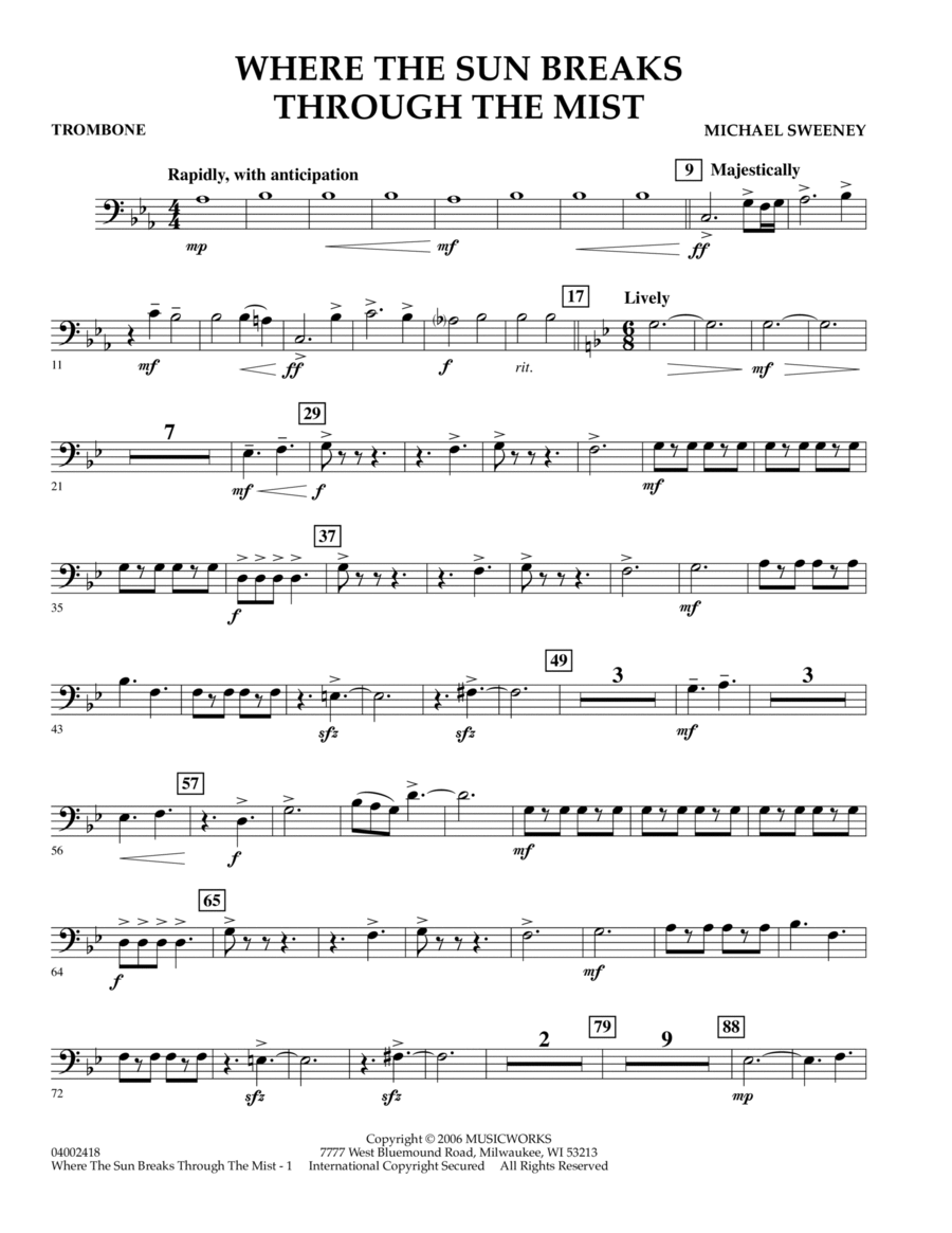 Where the Sun Breaks Through the Mist - Trombone by Michael Sweeney ...