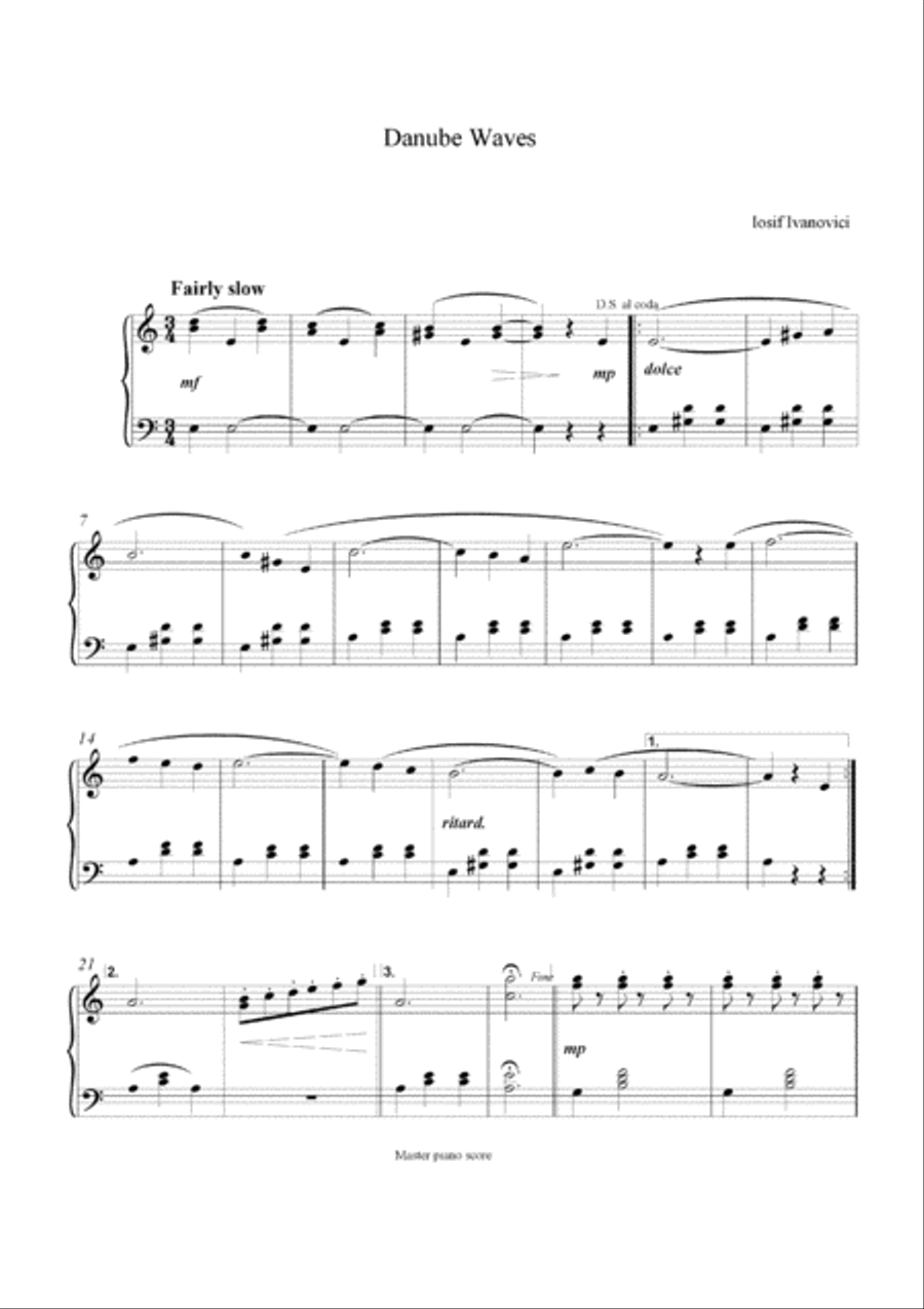 J.Ivanovic - Waves of the Danube（Easy piano） - Easy Piano - Digital ...