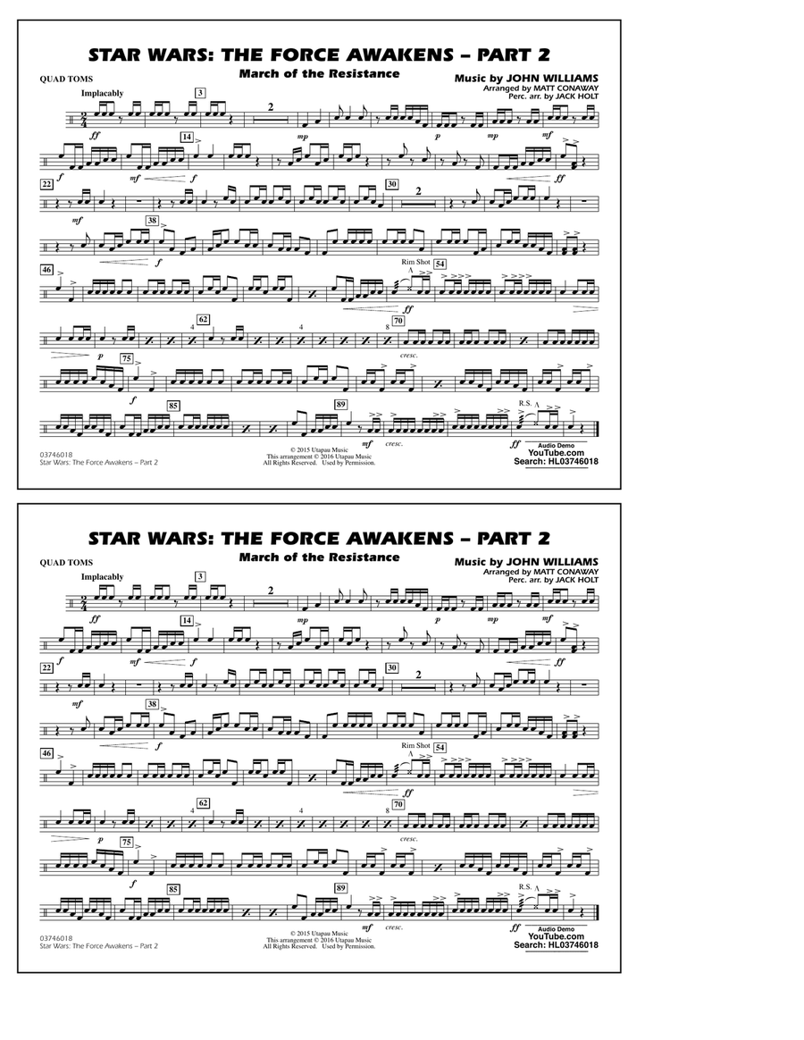 Star Wars: The Force Awakens - Part 2 - Quad Toms by John Williams ...