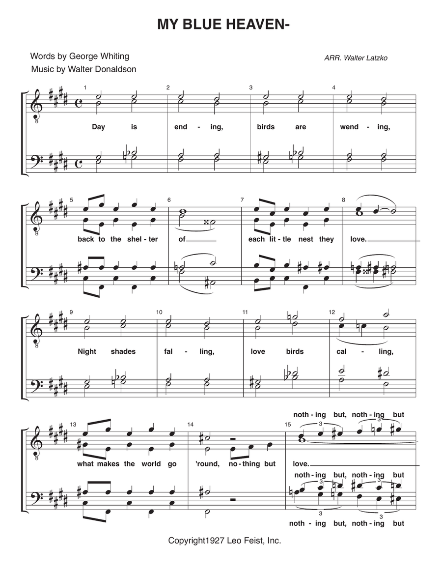 MY BLUE HEAVEN - TTBB - Digital Sheet Music | Sheet Music Plus