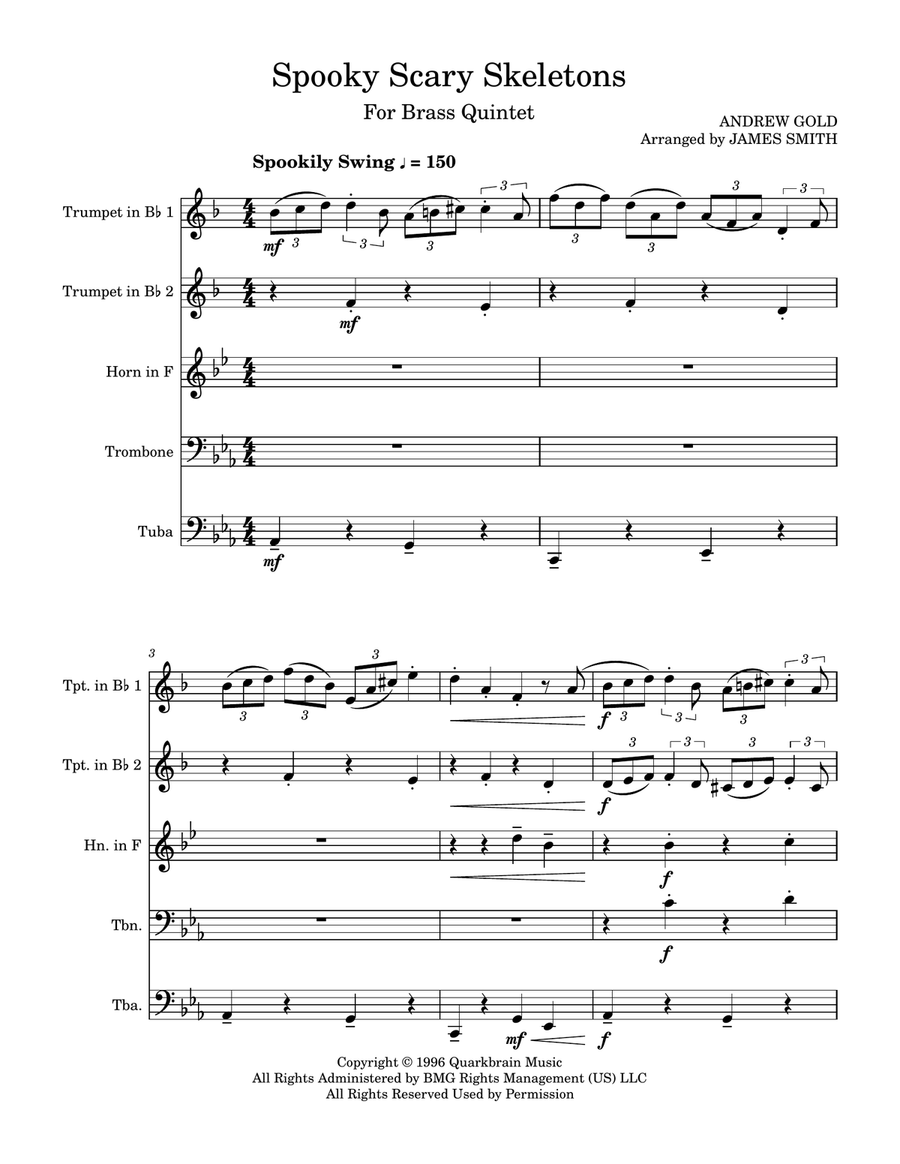 Spooky Scary Skeletons by Andrew Gold - Horn, Trombone, Trumpet ...