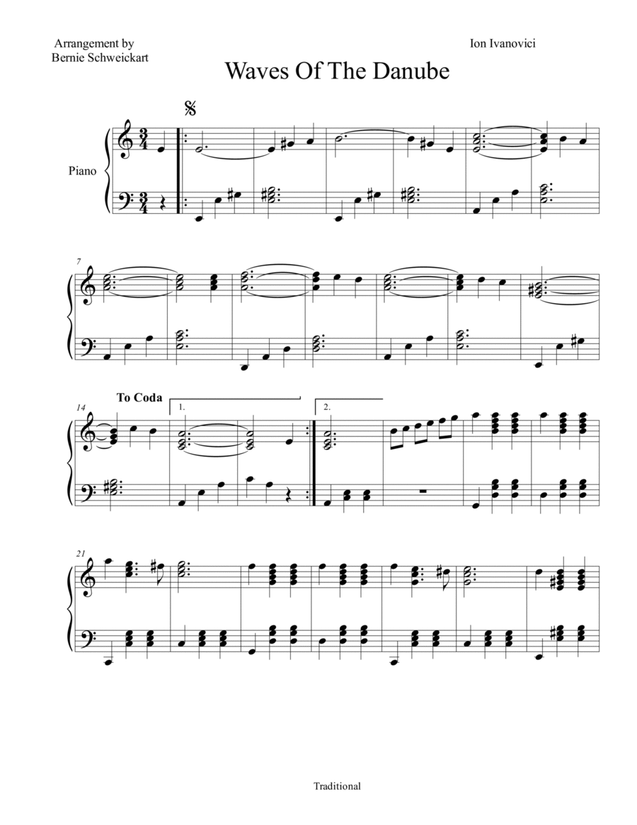 Waves Of The Danube - Piano Solo - Digital Sheet Music | Sheet Music Plus