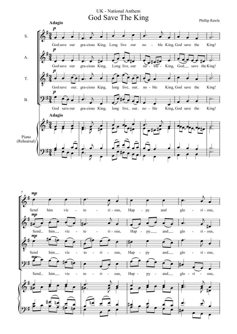 God Save The King - UK National Anthem - 4-Part - Digital Sheet Music ...
