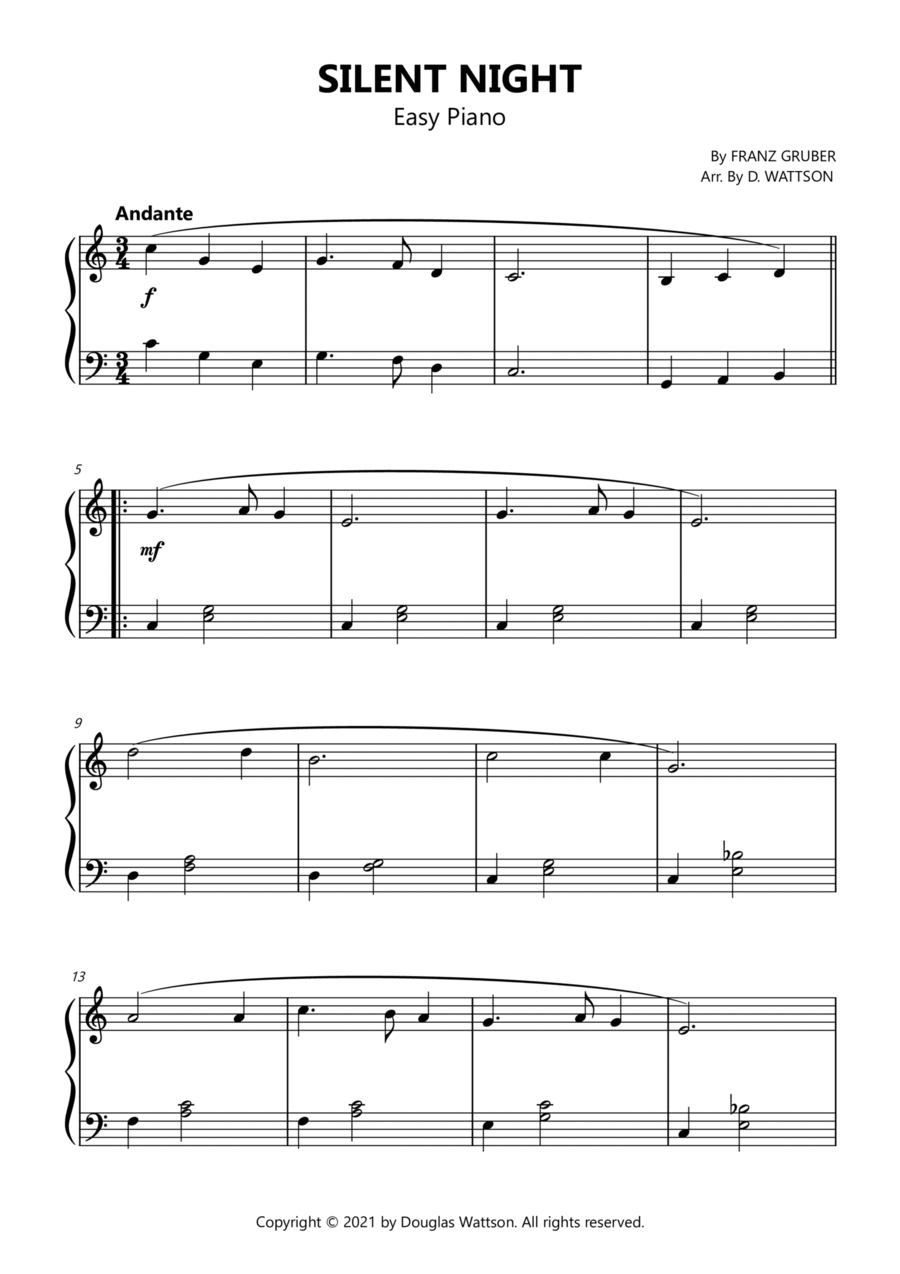Silent Night Piano Sheet Music By Franz Xaver Gruber Piano Method
