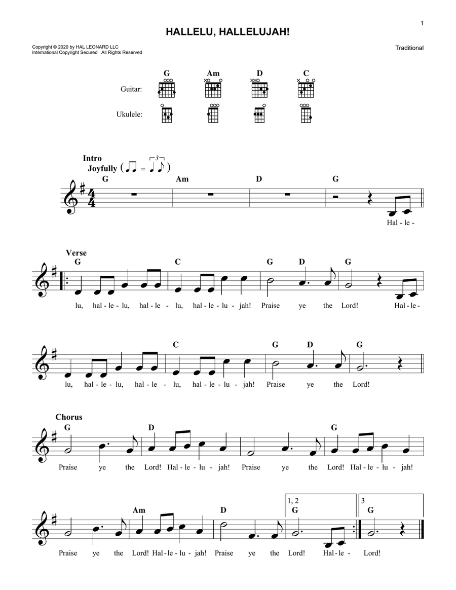 Hallelu, Hallelujah! by Traditional - Easy Guitar - Digital Sheet Music ... Hallelu, Hallelujah! by Traditional - Easy Guitar - Digital Sheet Music ...