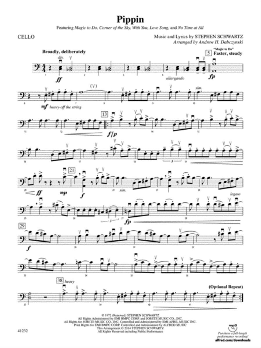 Pippin: Cello by Stephen Schwartz - String Orchestra - Digital Sheet ...
