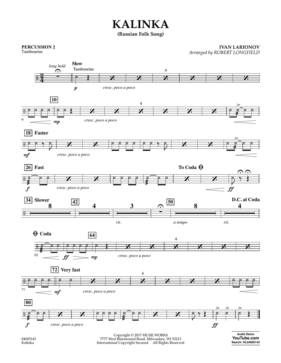 Kalinka (Russian Folk Song) - Percussion 2 by Robert Longfield ...