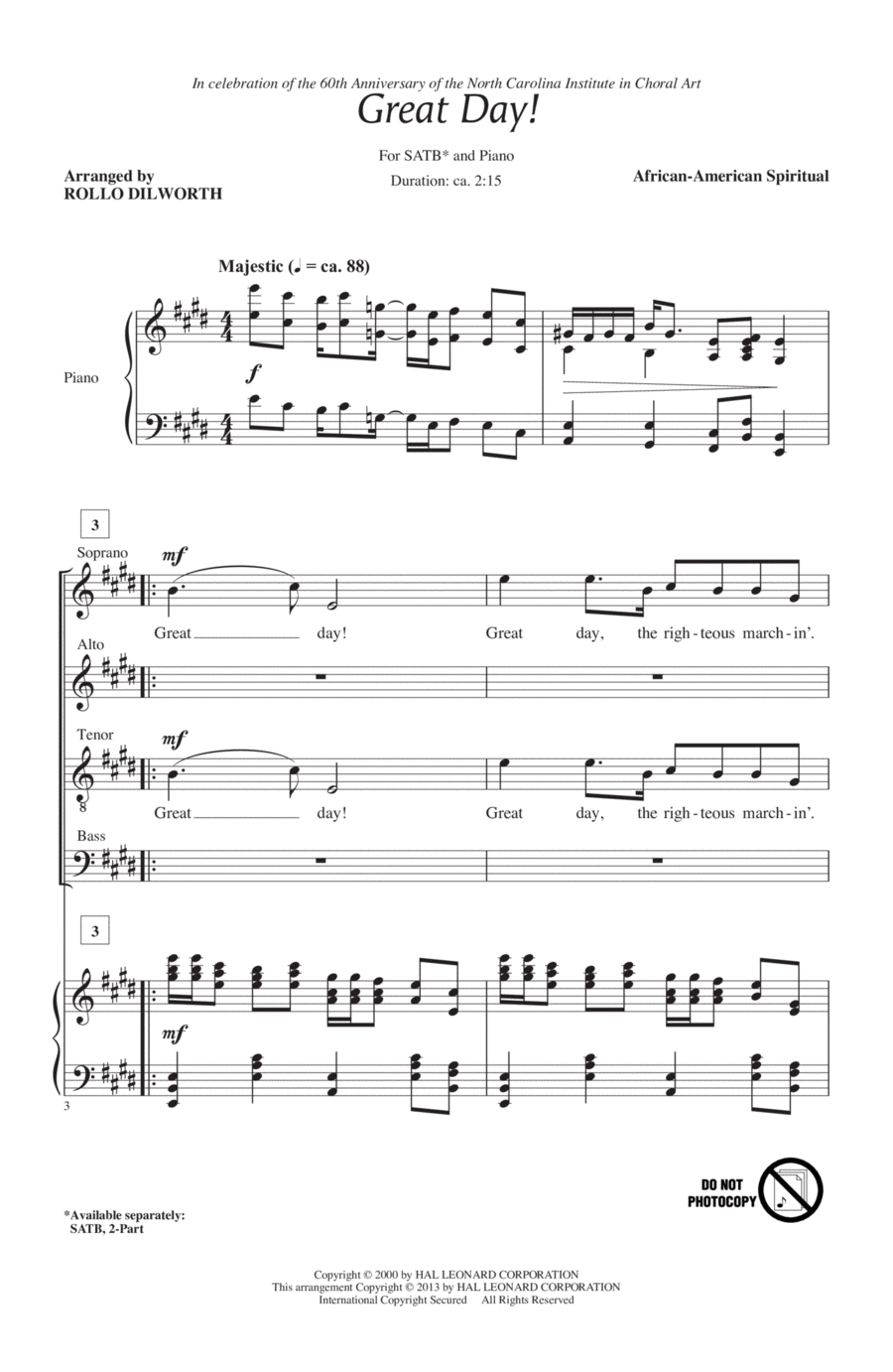 Great Day by Rollo Dilworth - 4-Part - Digital Sheet Music | Sheet ...