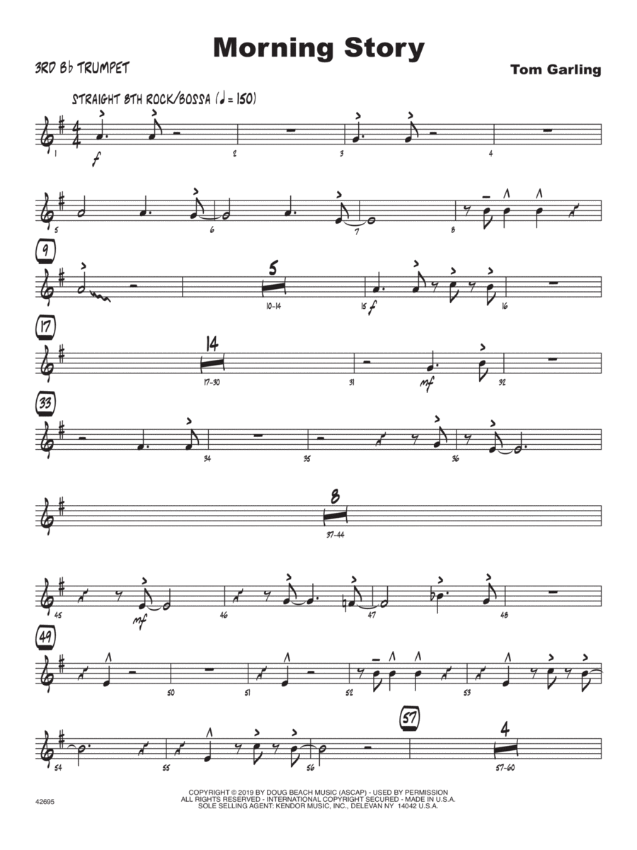 Morning Story - 3rd Bb Trumpet - B-Flat Trumpet - Digital Sheet Music ...
