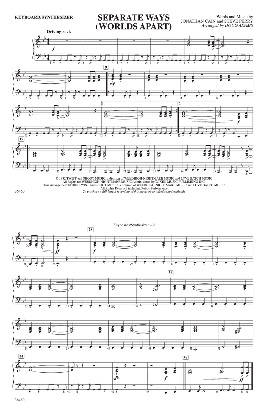 Separate Ways (Worlds Apart): Keyboard/Synthesizer - Piano, Marching ...