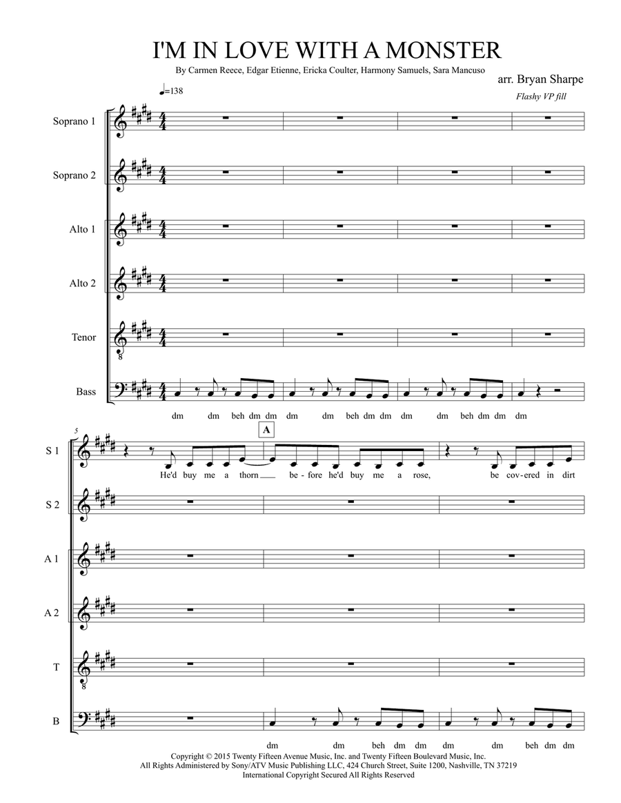 I'm In Love With A Monster - 4-Part - Advanced Digital Sheet Music ...