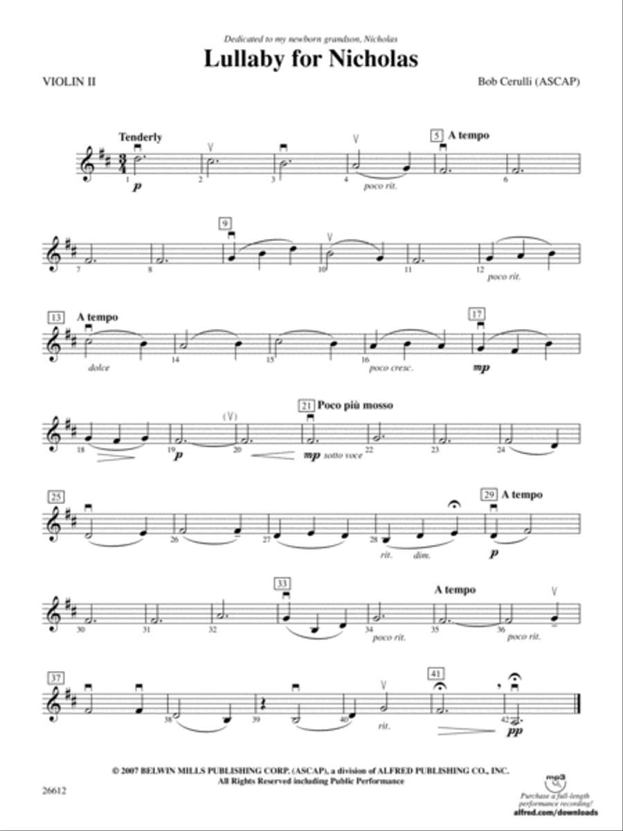 Lullaby for Nicholas: 2nd Violin by Bob Cerulli - String Orchestra ...