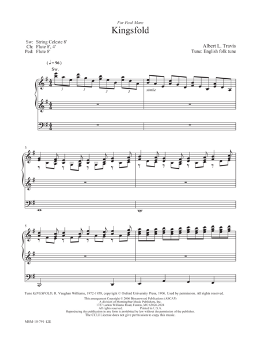 Kingsfold (Downloadable Introduction) by Albert L. Travis - Organ ...