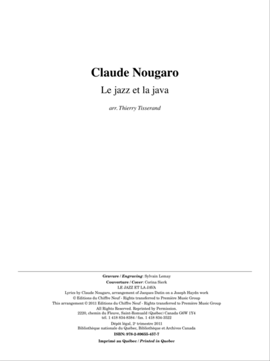 Le jazz et la java by Claude Nougaro - Electric Guitar - Digital Sheet ...