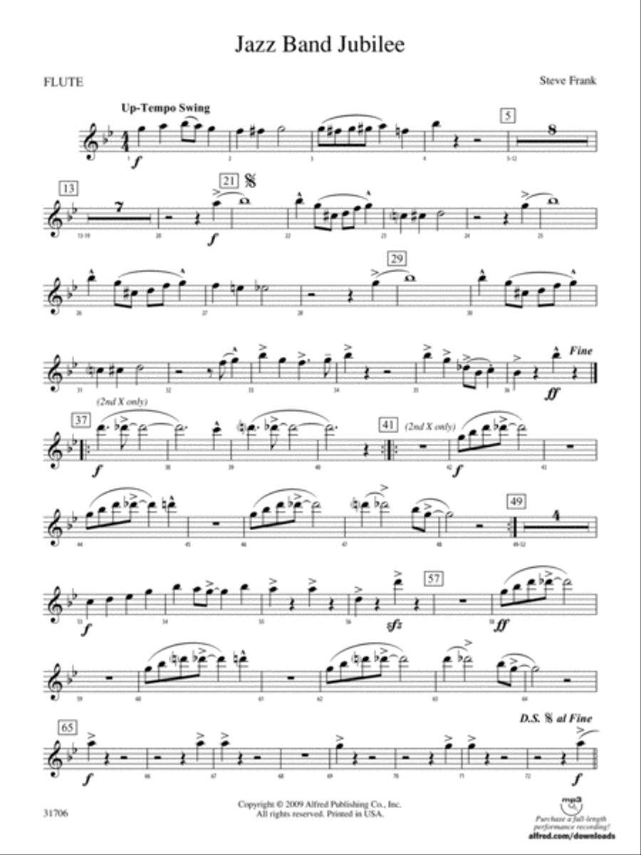 Jazz Band Jubilee: Flute - Concert Band - Digital Sheet Music | Sheet ...