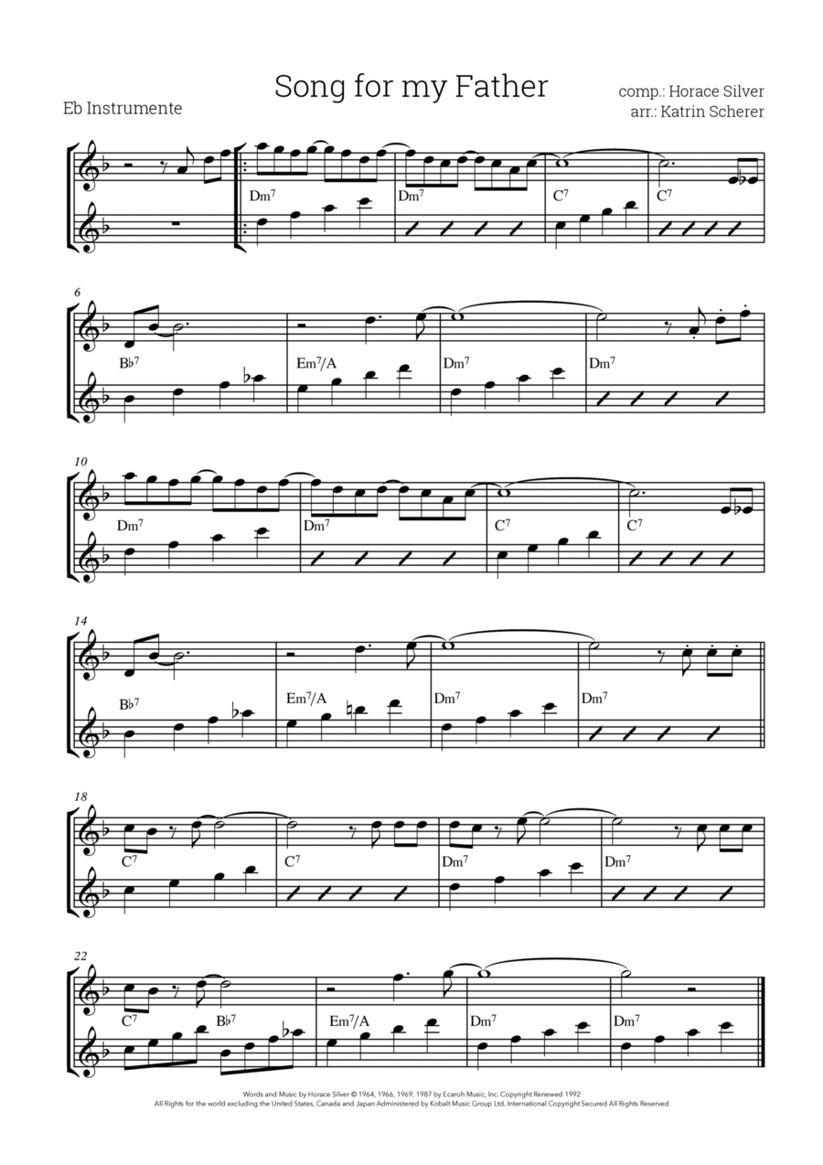 Song For My Father by Horace Silver - Easy Piano, C Instrument ...
