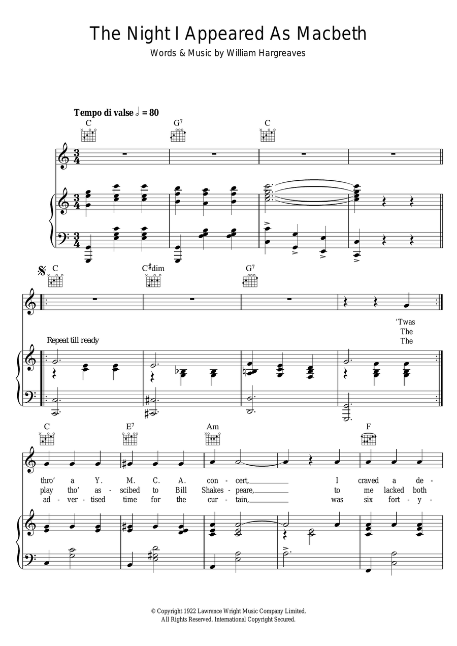 The Night I Appeared As Macbeth - Acoustic Guitar, Voice, Piano, Vocal ...