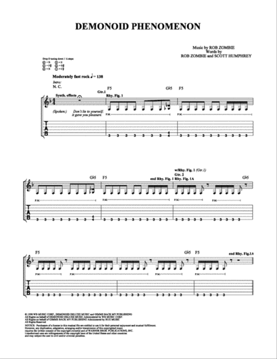 Demonoid Phenomenon by Rob Zombie - Electric Guitar - Digital Sheet ... Demonoid Phenomenon by Rob Zombie - Electric Guitar - Digital Sheet ...