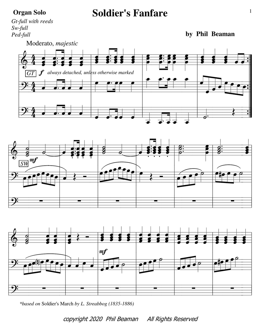 Soldier's Fanfare - organ solo - Organ Solo - Digital Sheet Music ...