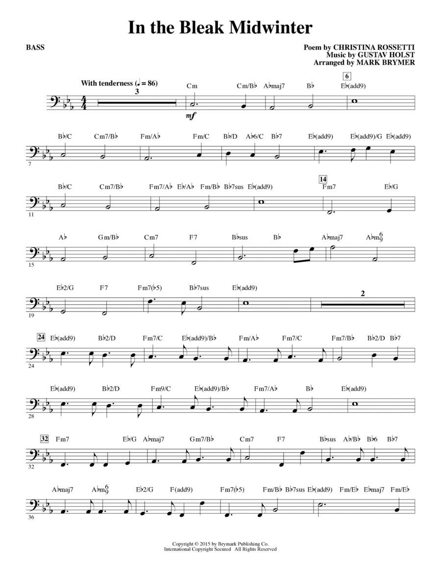 In The Bleak Midwinter - Bass by Mark A. Brymer - Choir - Digital Sheet ...