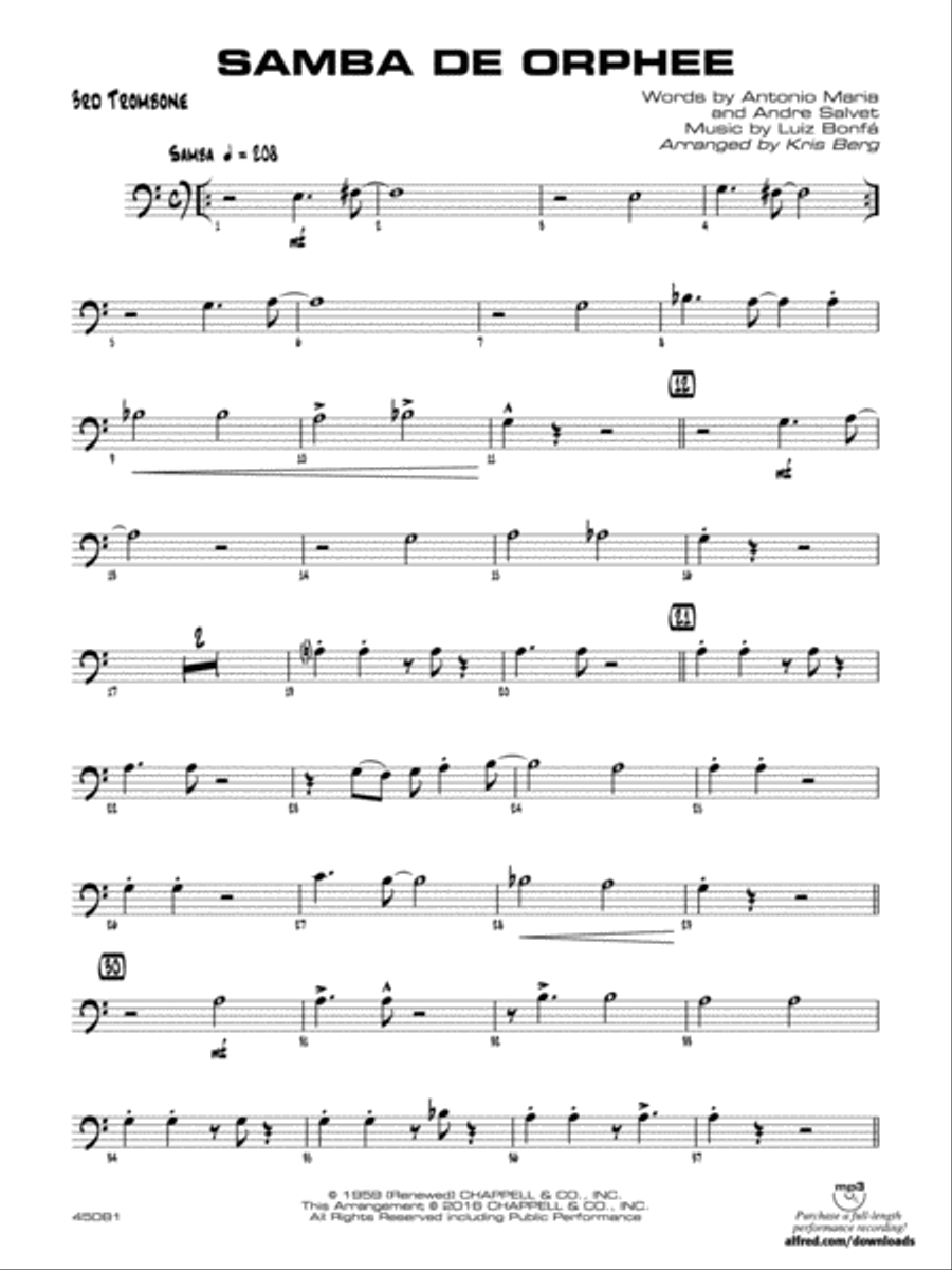Samba De Orphee 3rd Trombone By Kris Berg Jazz Ensemble Digital
