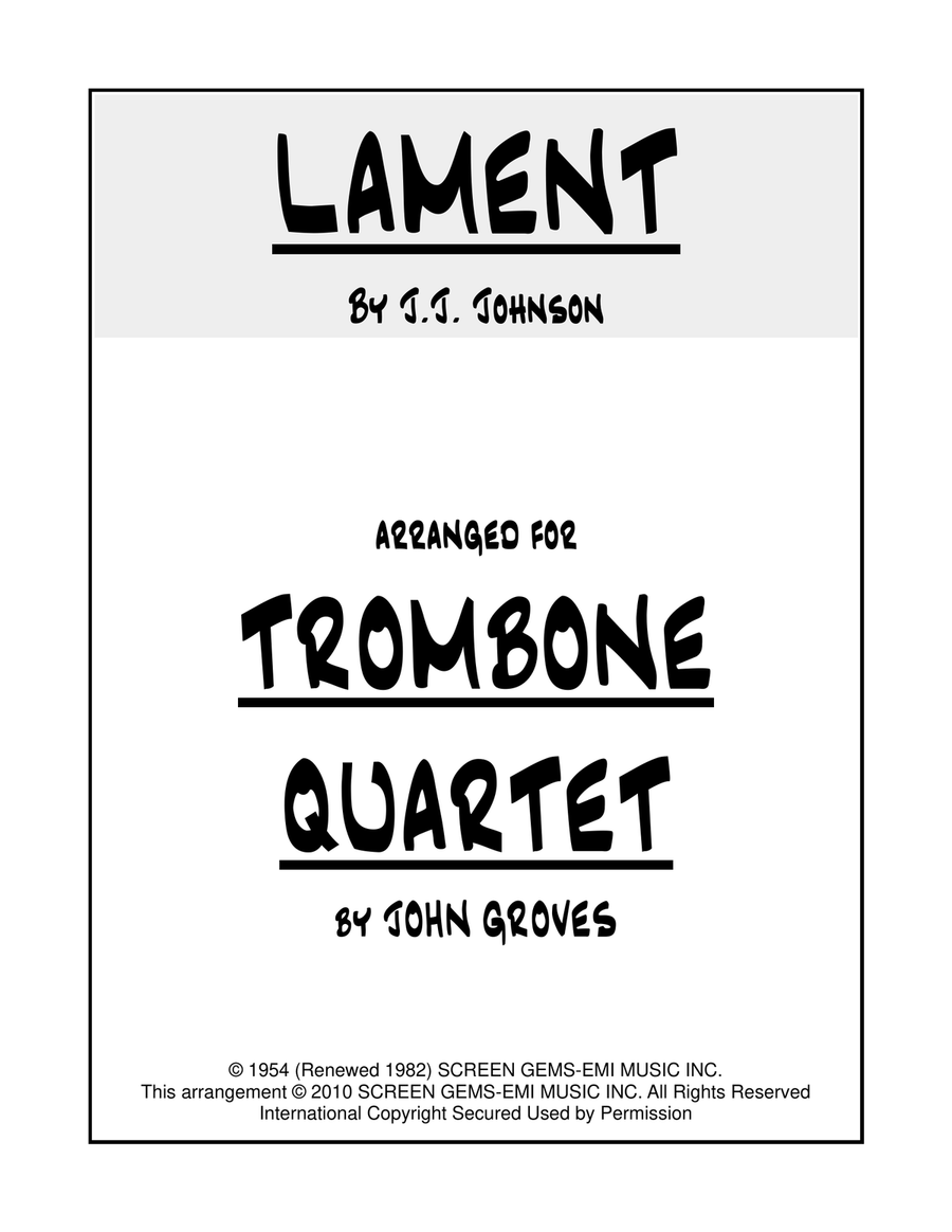 Lament by J.J. Johnson - Euphonium, Trombone, Bass Trombone - Late ...
