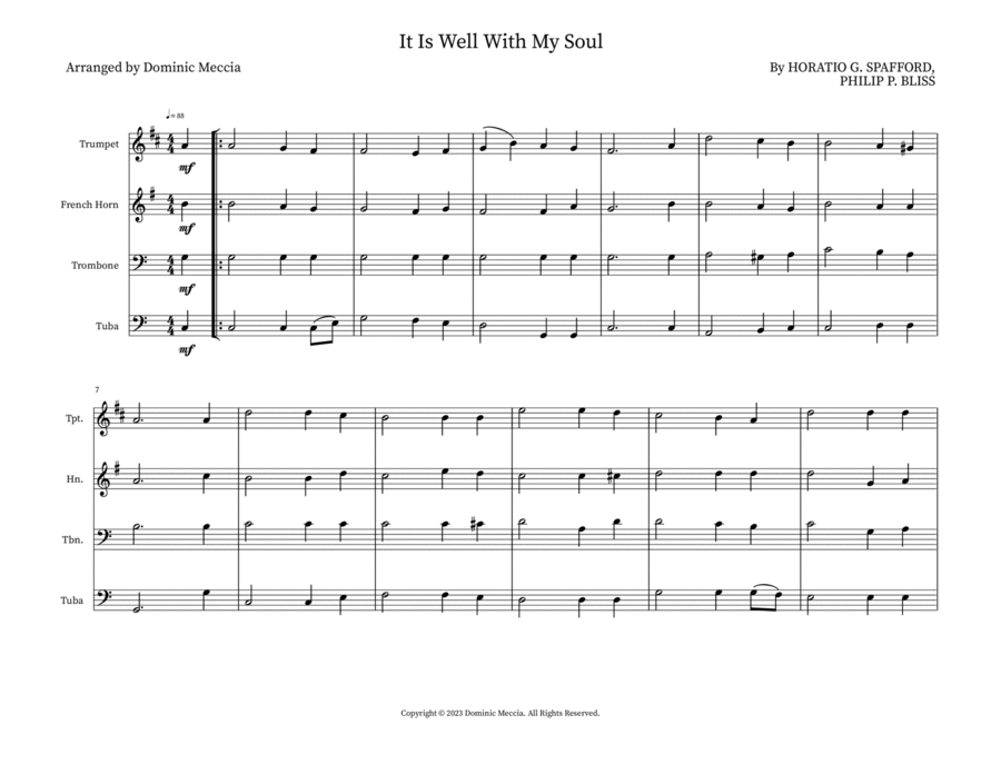 It Is Well With My Soul by Philip P. Bliss - Horn, Trombone, Trumpet ...