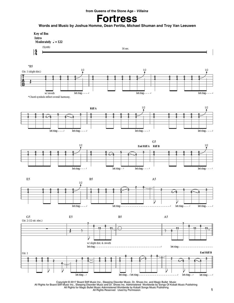 Fortress by Queens of the Stone Age - Acoustic Guitar, Electric Guitar ...