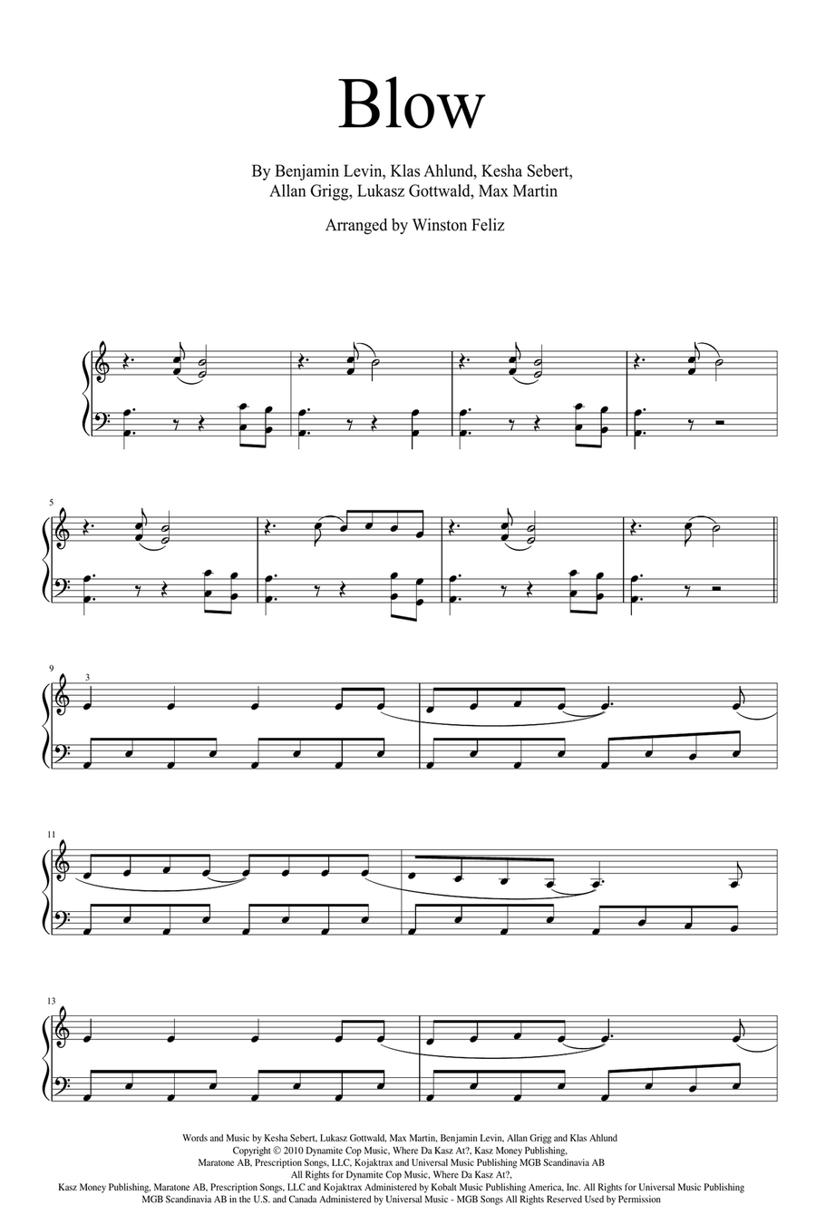 Blow by Kesha - Piano Method - Digital Sheet Music | Sheet Music Plus