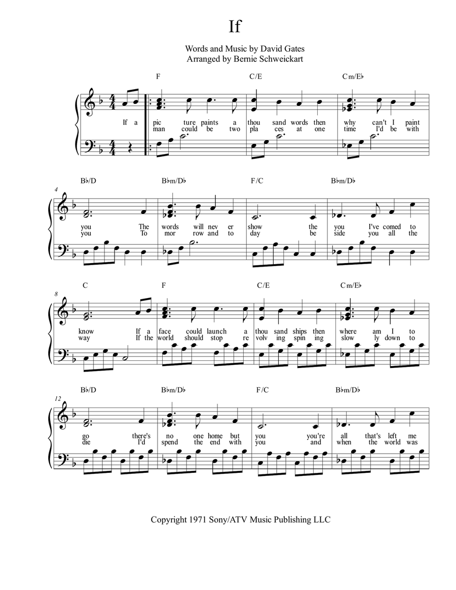 If by Bread - Guitar, Voice, Piano, Vocal - Early Intermediate Digital ...