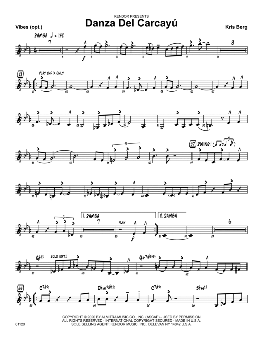 Danza Del Carcayu Vibes By Kris Berg Jazz Ensemble Digital Sheet