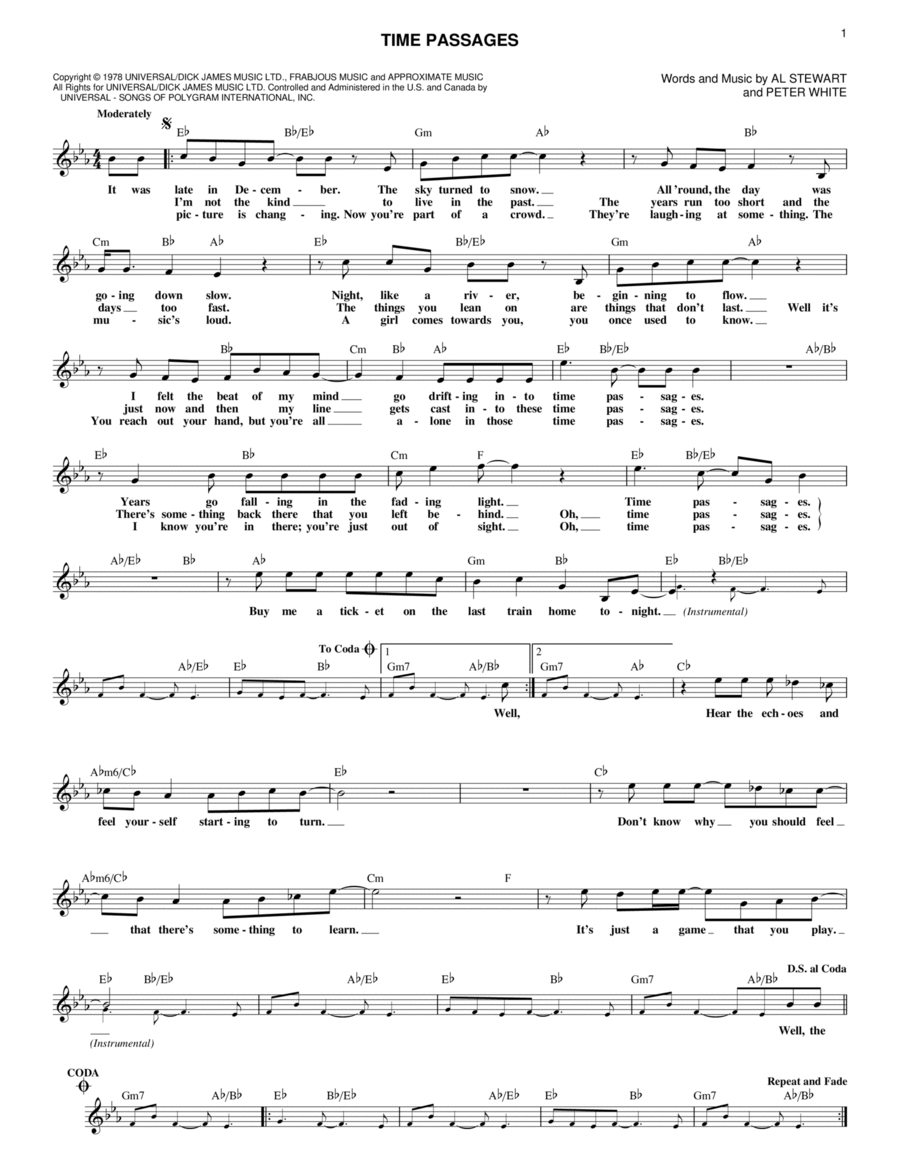 Time Passages - Piano, C Instrument - Digital Sheet Music | Sheet Music ...