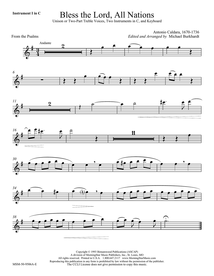 Bless the Lord, All Nations by Antonio Caldara - Choir, Choir ...