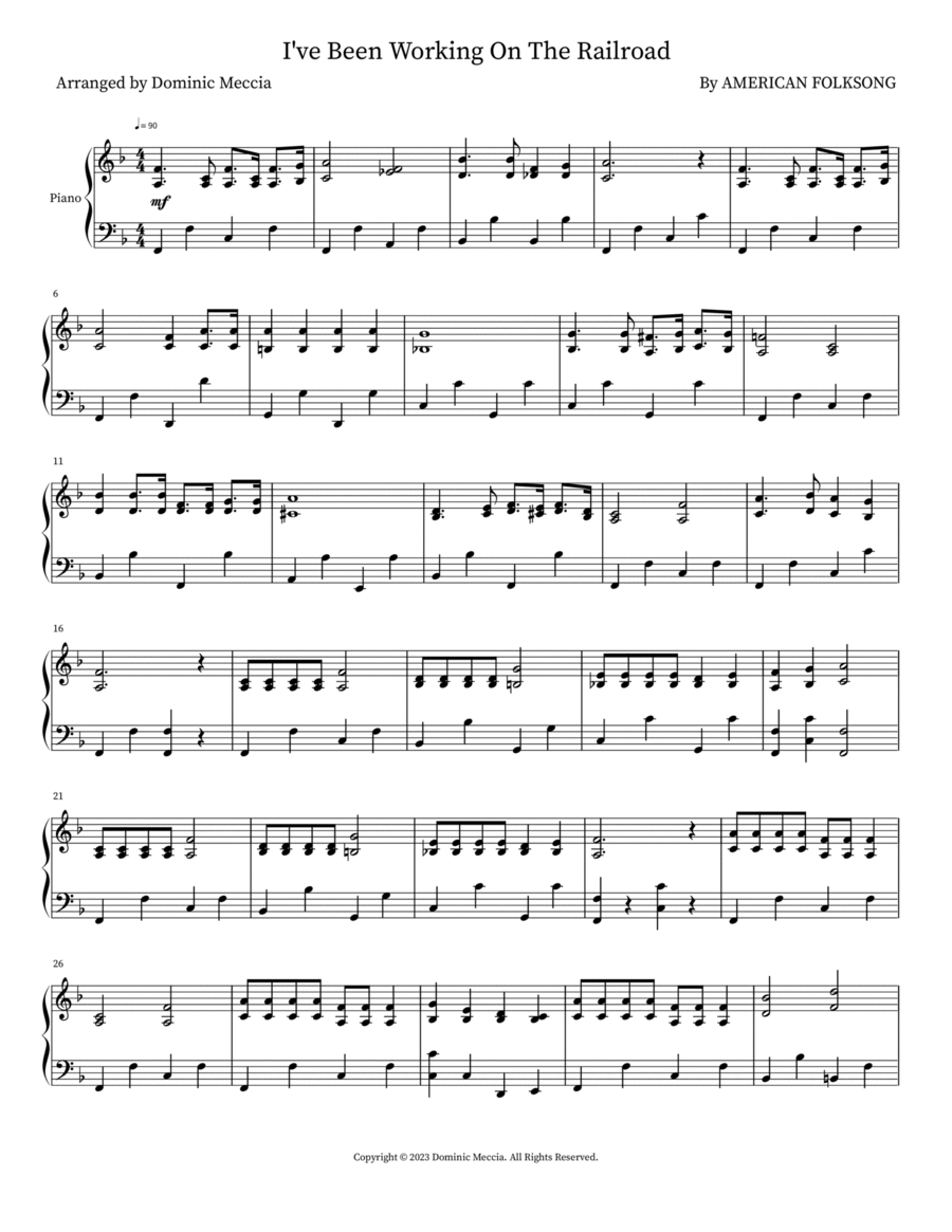 I've Been Working On The Railroad by American Folk Song - Voice, Piano ...