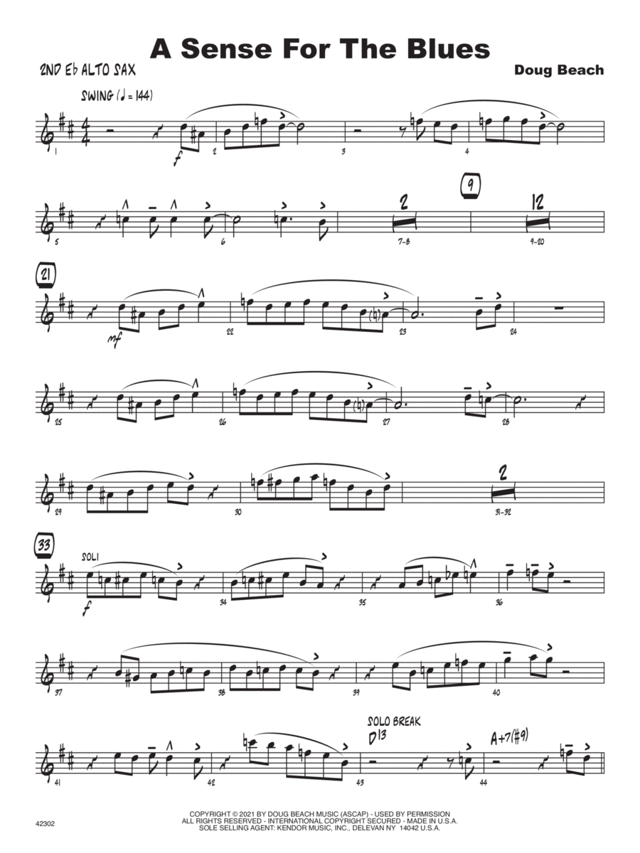 A Sense For The Blues - 2nd Eb Alto Saxophone by Doug Beach - Alto ...