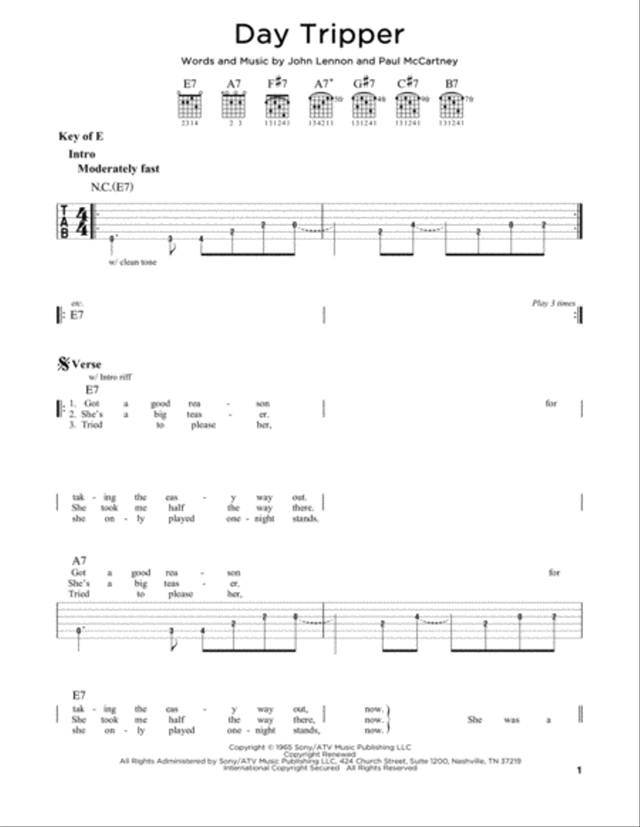 Day Tripper by The Beatles - Electric Guitar - Digital Sheet Music ...
