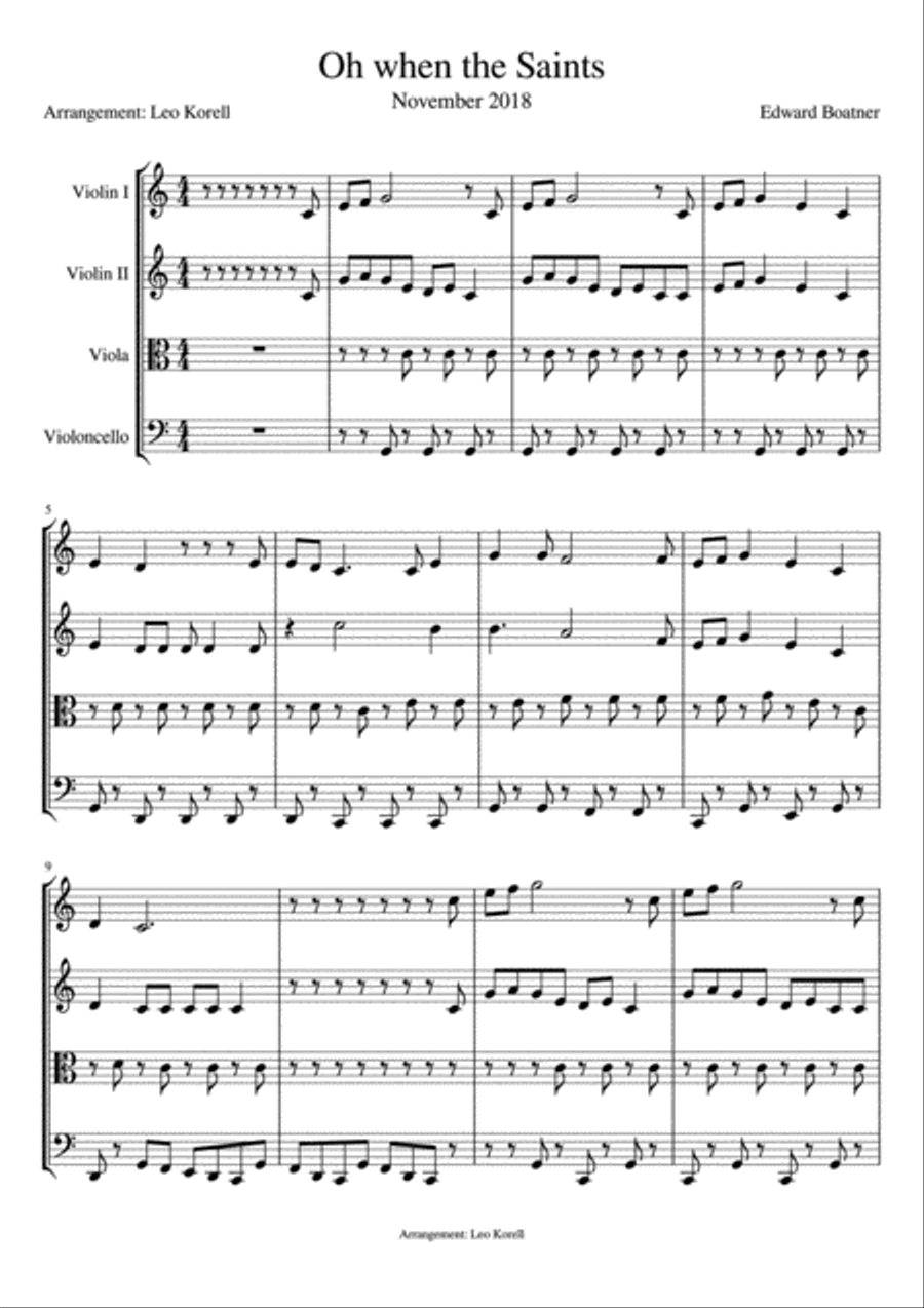 Oh when the Saints - Easy String Quartet - String Quartet - Digital ...